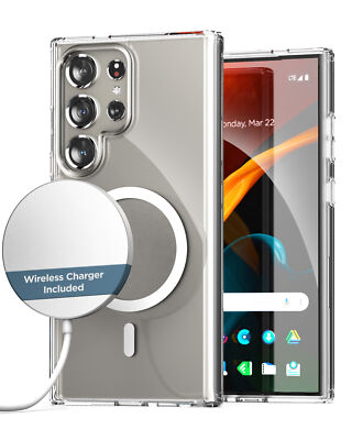 Samsung Galaxy S24 Ultra Magnetic Case & Wireless Charger Compatible w ...