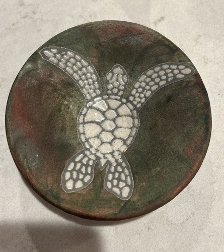 Ben Diller Raku Pottery Dish, Sea Turtle Signed Art Hawaii 5.5” | eBay