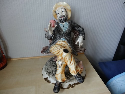 Large vintage Capodimonte figure of a tramp drinking wine | eBay UK