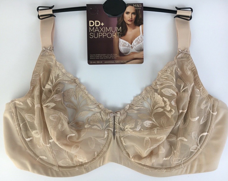 M&S MAXIMUM SUPPORT BRA DD+ Range White Black Natural Black/Mocha Var ...