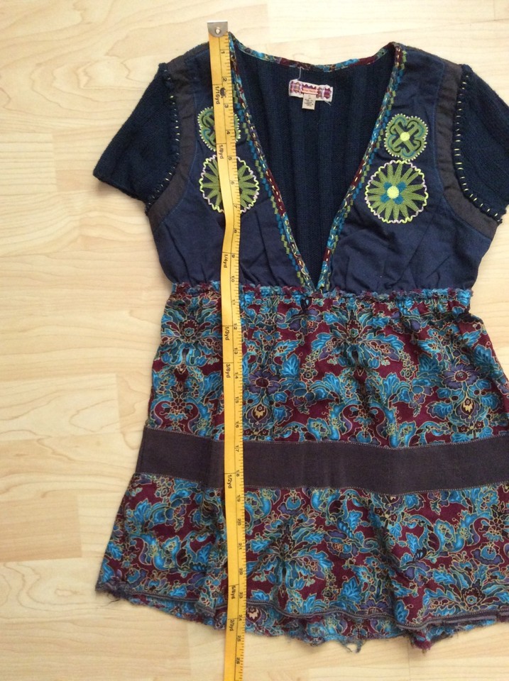 Free People Knitted Boho Hippie Low Cut Tunic Top Size 2 | eBay