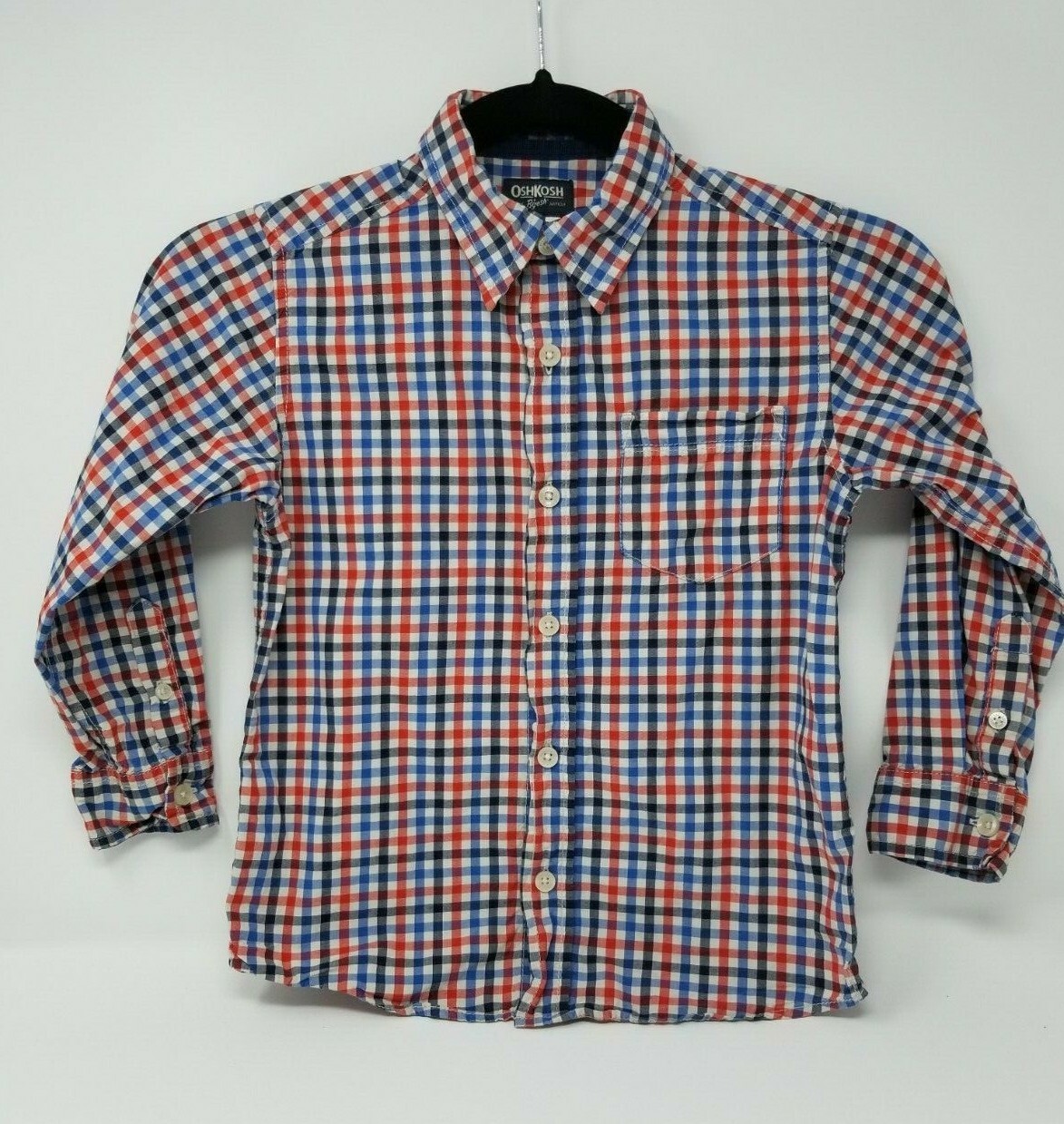 Oshkosh B’gosh Boys SZ 5 Red/White/ Blue Gingham Button Up Easter Dress ...