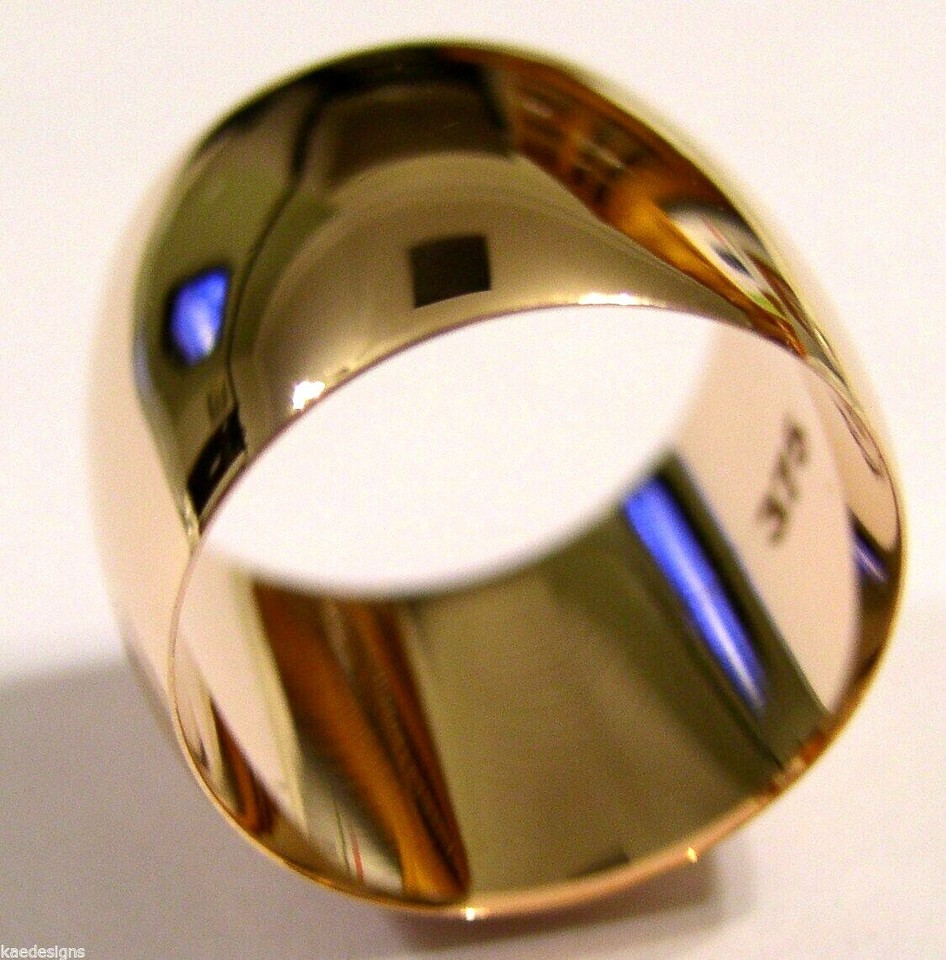 Genuine 9ct 9kt Yellow Gold Full Solid 16mm Wide Band Ring Size R | eBay