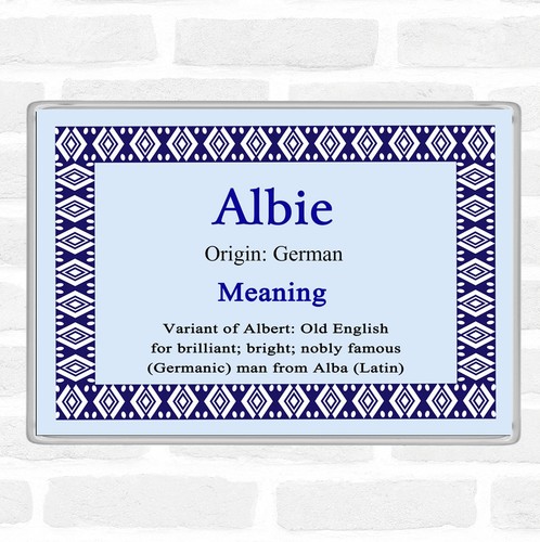 Albie. Name Meaning Jumbo Fridge Magnet Blue | eBay