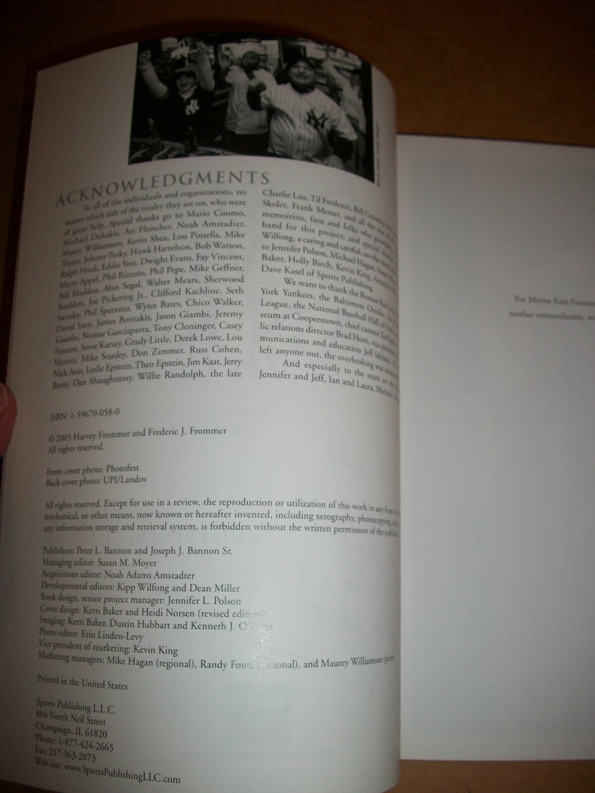 Red Sox vs. Yankees Frederic Fred Frommer Paperback autographed signed ...