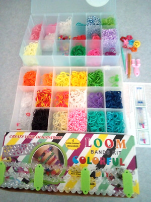 Huge Lot Rainbow Loom Rubber Band Bracelet Making Kit & Supplies w 2 ...