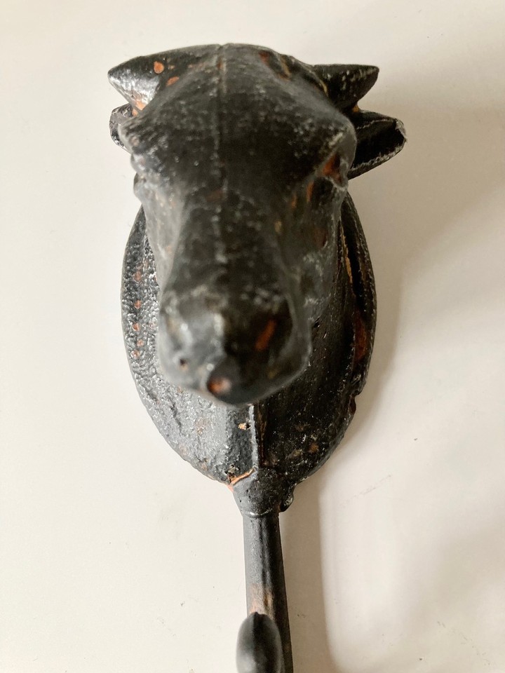 Cast Iron Cow Hook Hanger - Wall Mounted - Distressed Black Metal | eBay