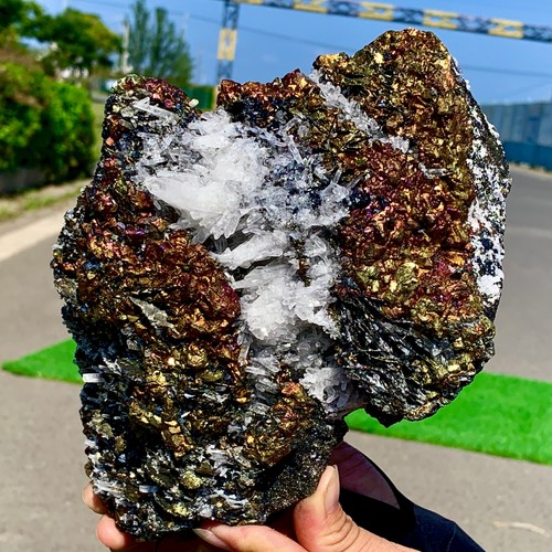 8.35LB Rare Natural Colorful Bornite with Clean Quartz Mineral Specimen ...