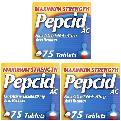 Pepcid AC Maximum Strength Famotidine Acid Reducer, 20 mg, 225 Tablets ...