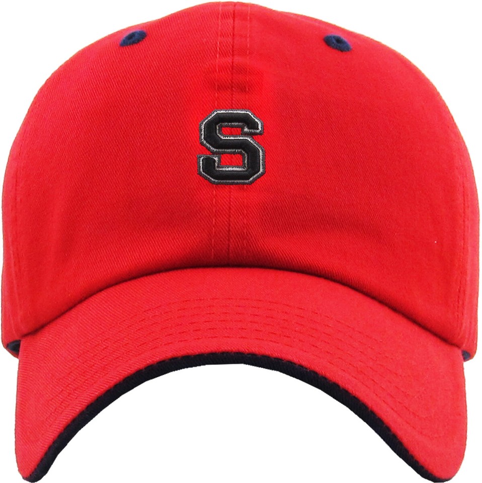 ABC Letter Embroidery INITIAL Red Dad Hat Baseball Cap Adjustable | eBay