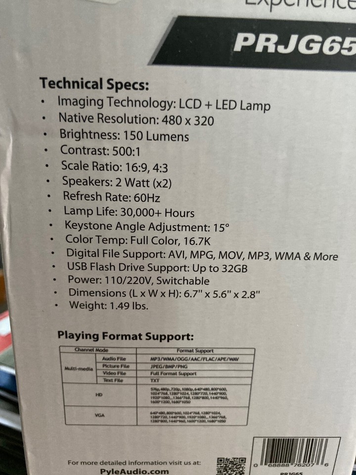 Pyle Video Projector 1080p Full HD Professional Cinema Home Theater ...