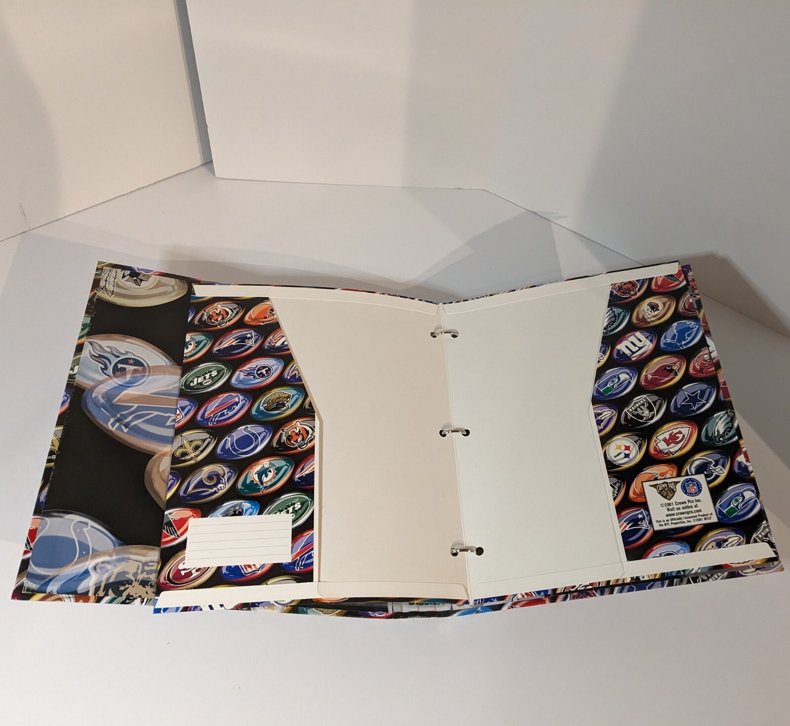 2001 Crown Pro Inc NFL Football Logo School Binder 3 Ring W/ 2 Pocket ...