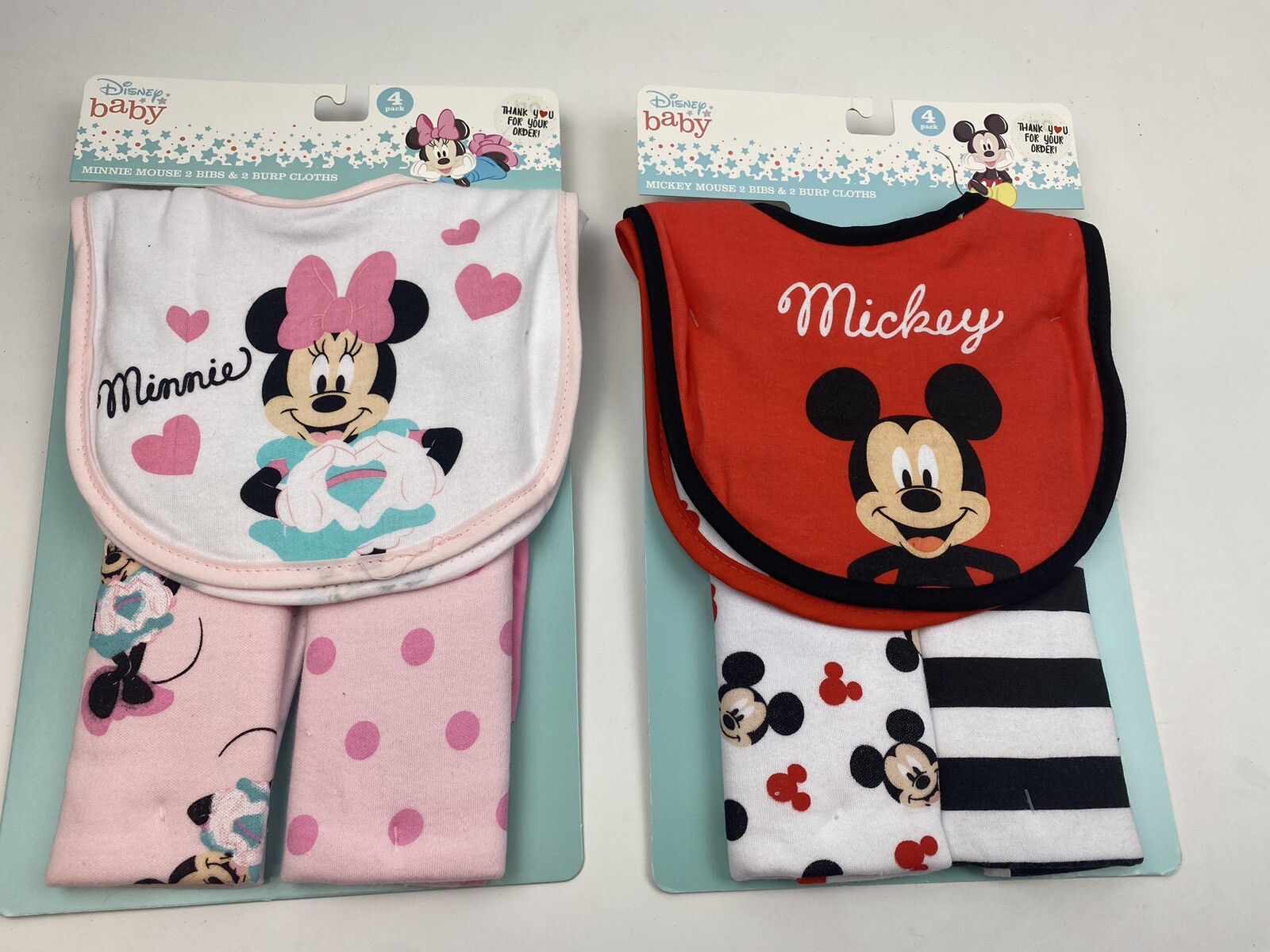 Disney Baby Mickey Mouse and Minnie Mouse 4 Bibs and 4 Burp Wash Cloths ...