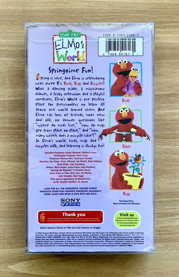 VHS ~ Elmo’s World: Springtime Fun! ~ Color ~ FS ~ NR ~ 50 Mins ~ '02 ...