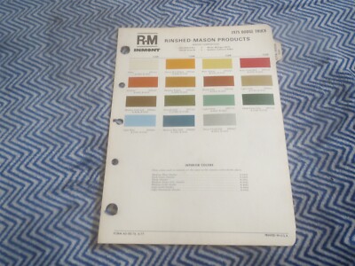 1975 DODGE TRUCK COLOR CHIPS CHART BROCHURE | eBay