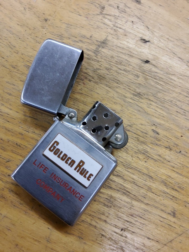 Vintage Howard Advertising Golden Rule Life Insurance Cigarette Lighter ...