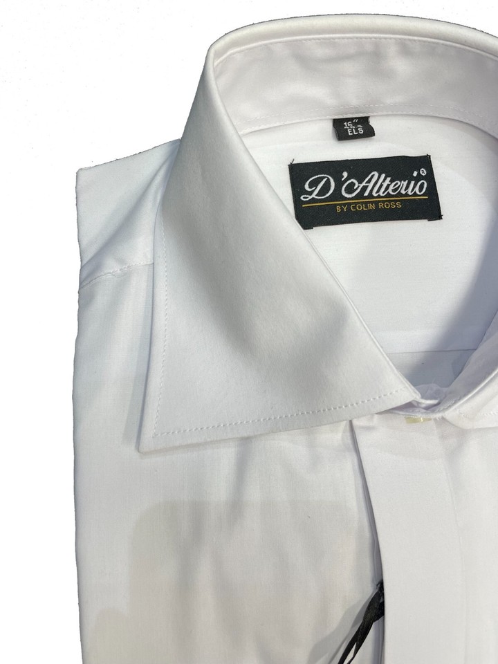 WHITE CUTAWAY COLLAR SHIRT WEDDING COTTON FORMAL LARGE COLLAR PARTY ...