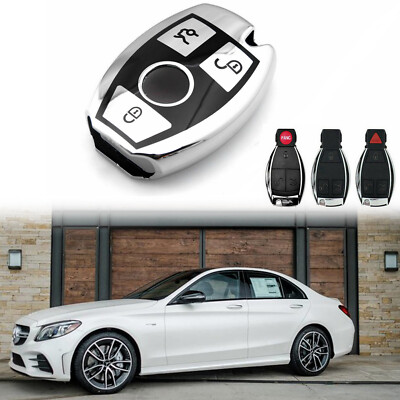 For Mercedes C-Class C300 C320 C350 C55 AMG TPU Silver Remote Key Fob ...