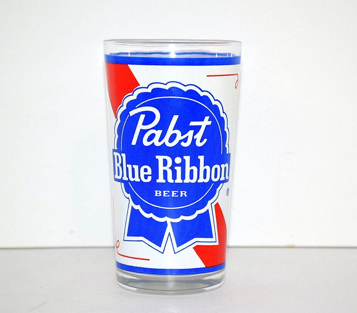 Pabst Blue Ribbon Applied Label Two Sided Graphics 10 oz Beer Glass ...