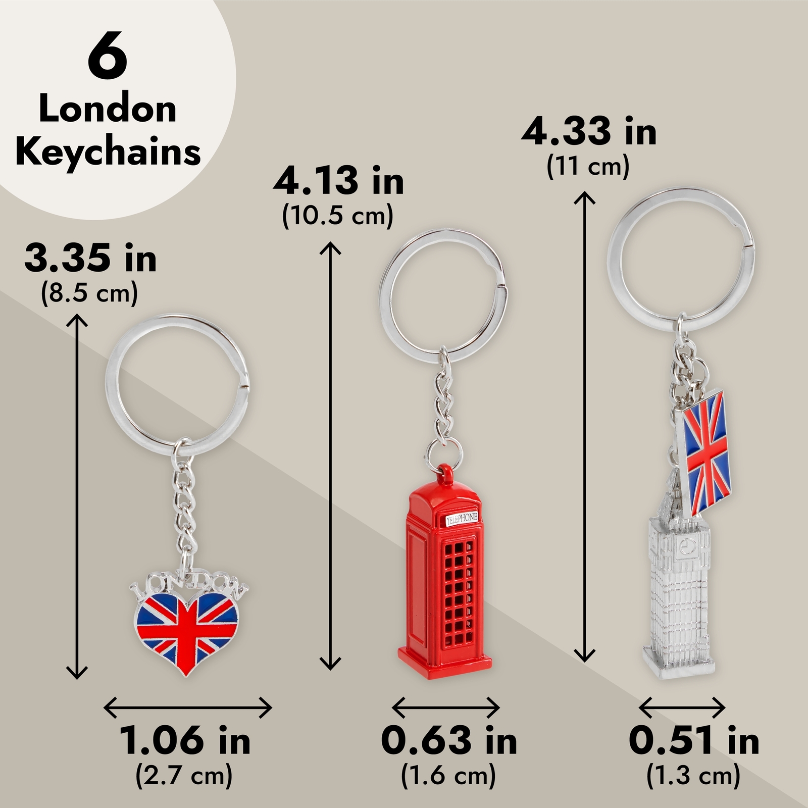 6 Pcs England UK London Keychains, British Souvenir Gift, Metal Key ...