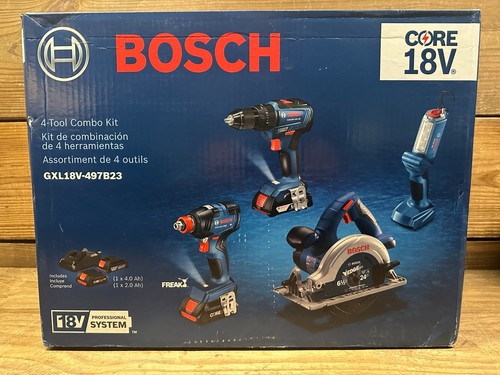 Bosch 18-volt Power Tool Combo Kit Charger 2 Batteries GXL18V-497B23 ...