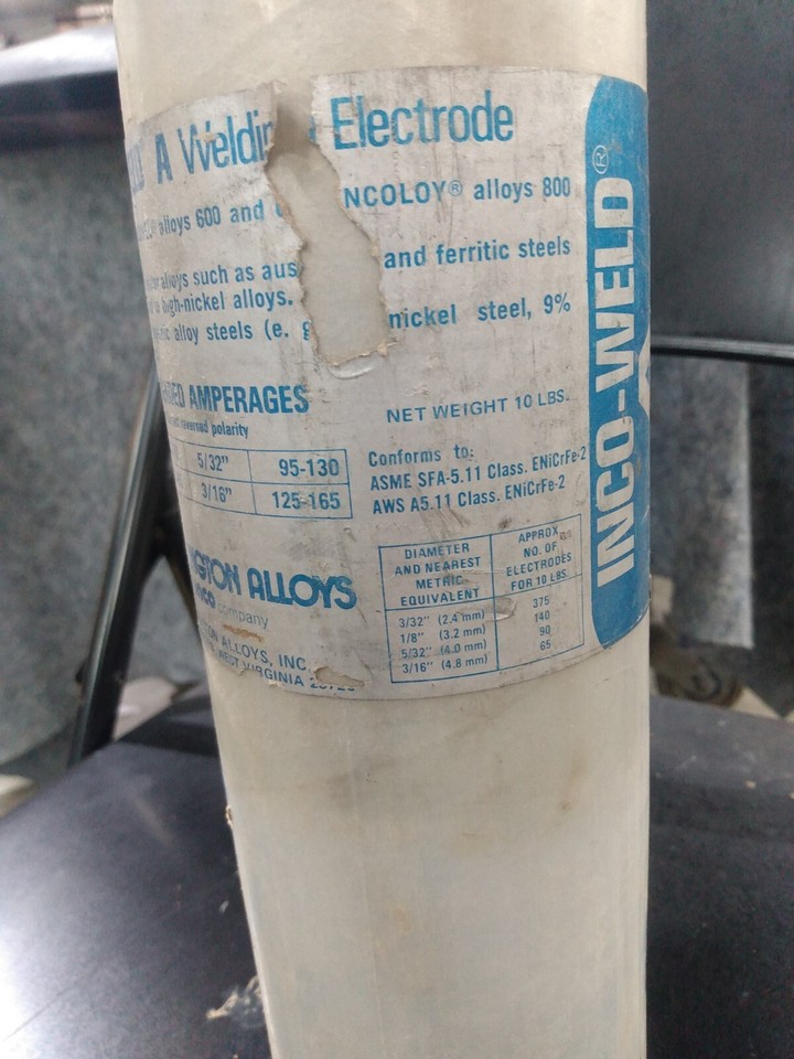 10lbs Inco-Weld, A-Electrode, ENiCrFe-2, AWS A5.11, Nickel Alloy Stick ...