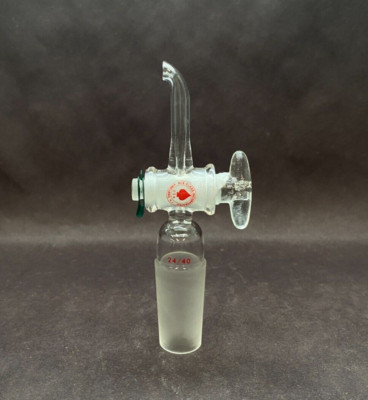 Ace Glass 24/40 Inner Joint Flask Adapter w/ Bent Tip 2mm Bore Stopcock ...
