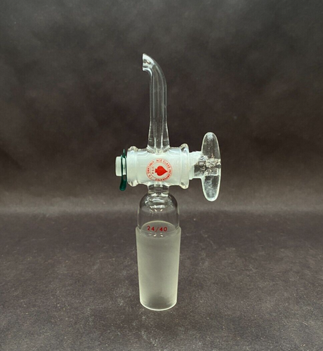 Ace Glass 24/40 Inner Joint Flask Adapter w/ Bent Tip 2mm Bore Stopcock ...