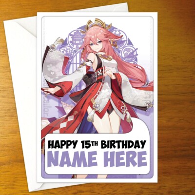 GENSHIN IMPACT YAE MIKO Personalised Birthday Card - personalized ...