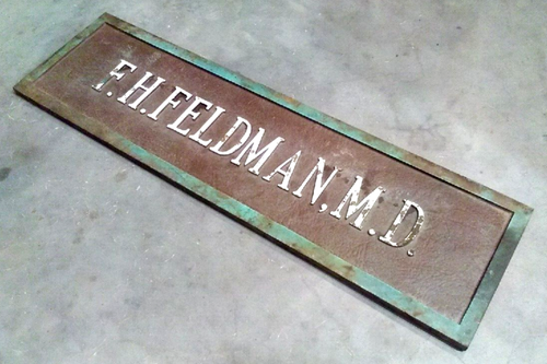 Vintage Heavy Bronze Double Sided Doctor's Office Sign F.H. FELDMAN, M ...