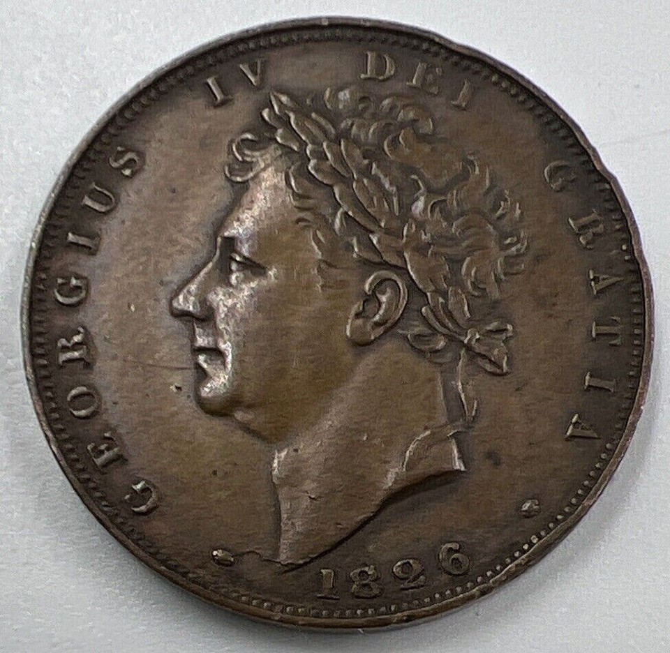1826 George IV Farthing | British Copper Coin | Very Fine Grade | a1427 ...