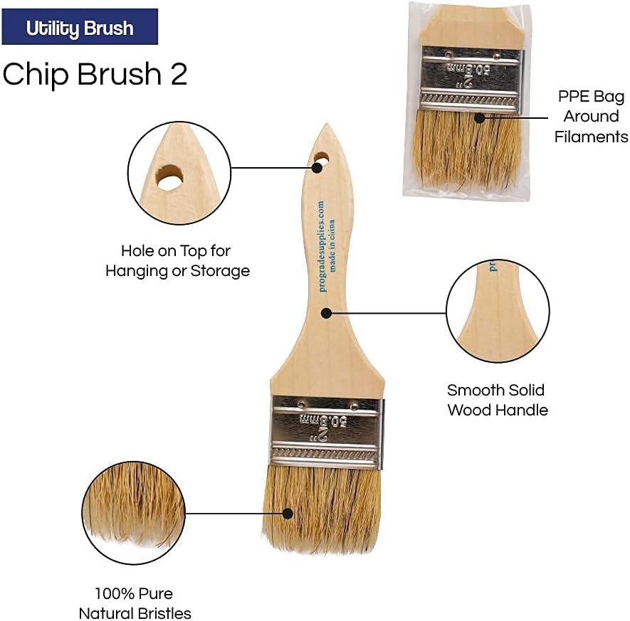 Pro-Grade - Chip Brush – Variety Pack – 24 Pack - Natural China Bristle ...