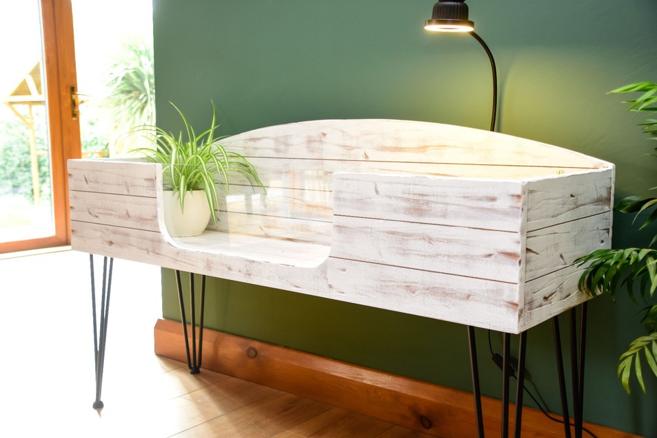 4ft Open Top Tortoise Table with Glass Window on Hairpin Legs | eBay UK