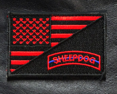 SHEEPDOG BLUE LINE US FLAG RED/BLK POLICE HOOK PATCH | eBay