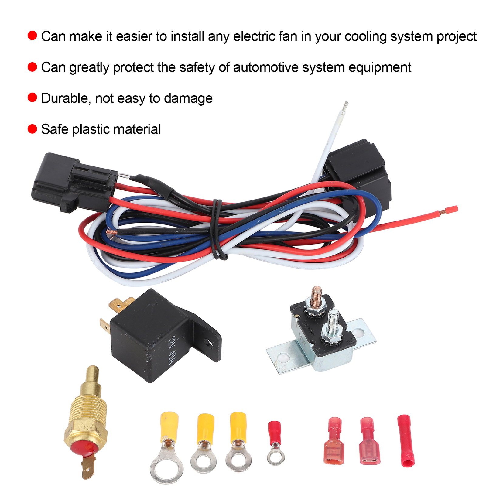 Radiator Cooling Fan Relay Kit Thermostat Temperature Switch Automobile ...