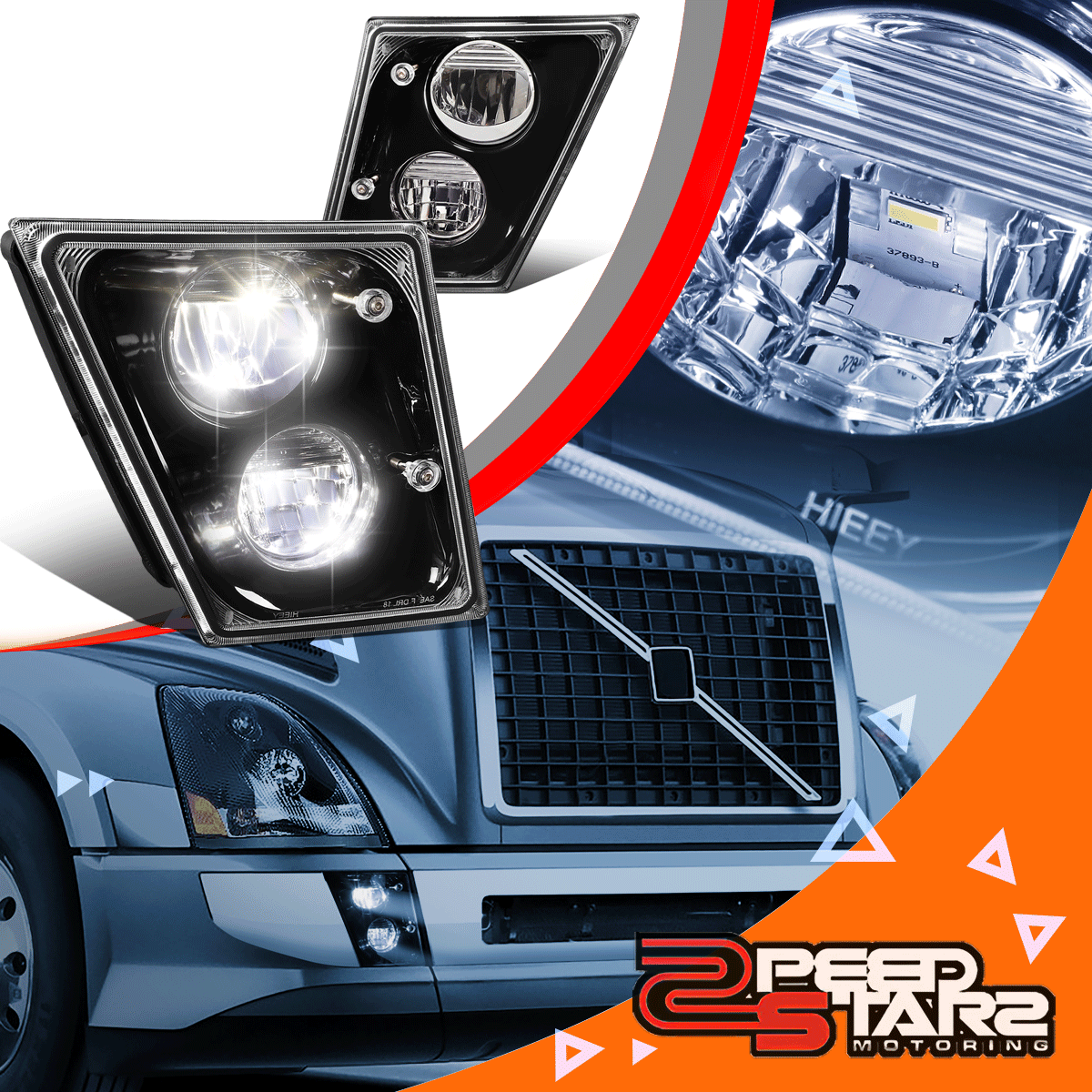 Pair Full LED Fog Light Lamp Black Replaces for 03-17 Volvo VN VNL VNM ...