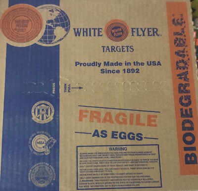 90 White Flyer Bio Targets Orange Top Skeet Trap Shooting Targets Case ...