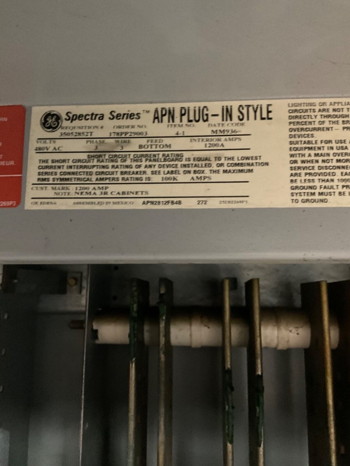 GE Spectra APN2812F4B Distribution Panel 1200 A 480V NEMA 3R | eBay