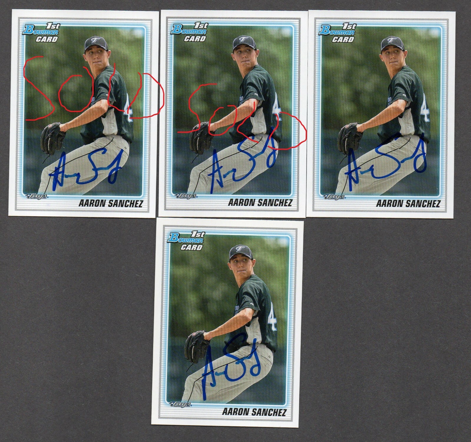 Aaron Sanchez Signed Autographed 2010 Bowman Draft #74 RC Blue Jays QTY ...