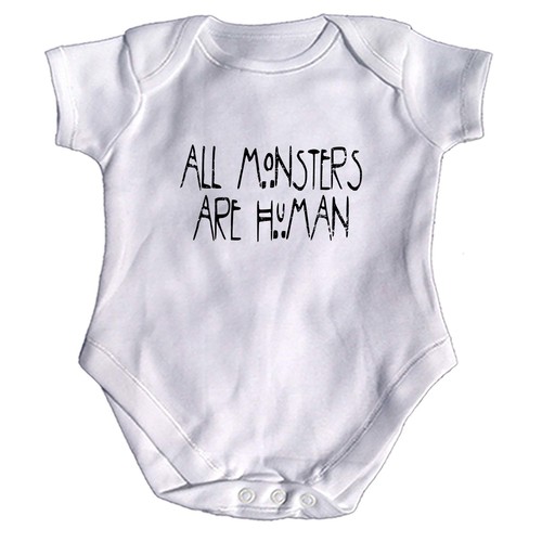 All Monsters Are Human - Funny Novelty Soft Babygrow Gift Newborn Grow ...