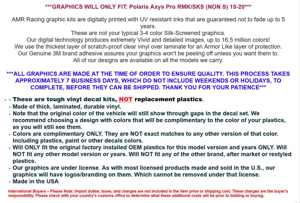 Snowmobile Graphics Decal Sticker For Polaris Axys Pro RMK/SKS 15-20 ...