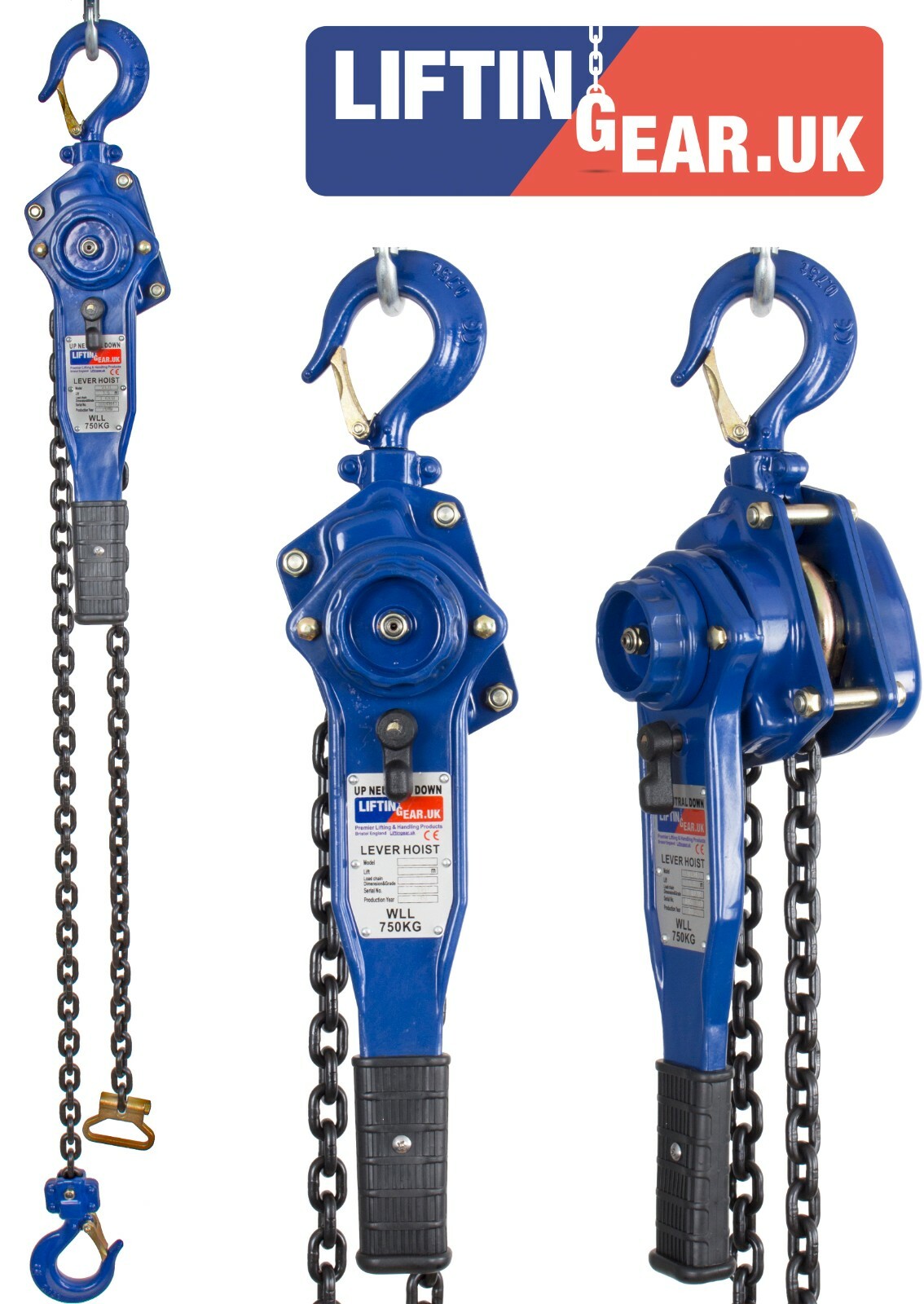 LiftinGear 750kg Manual Hand Ratchet Chain Lever Winch Lifting Pull ...