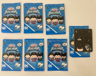COLES SUPER HERO BUILDERS 6 x UNOPENED PACKS 1 x OPENED BATMAN AGES 5 ...