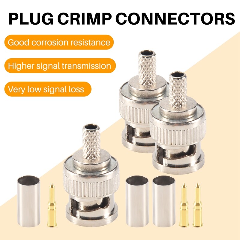 10 Sets 3-Piece BNC Male RG58 Plug Crimp Connectors N3O47722 | eBay