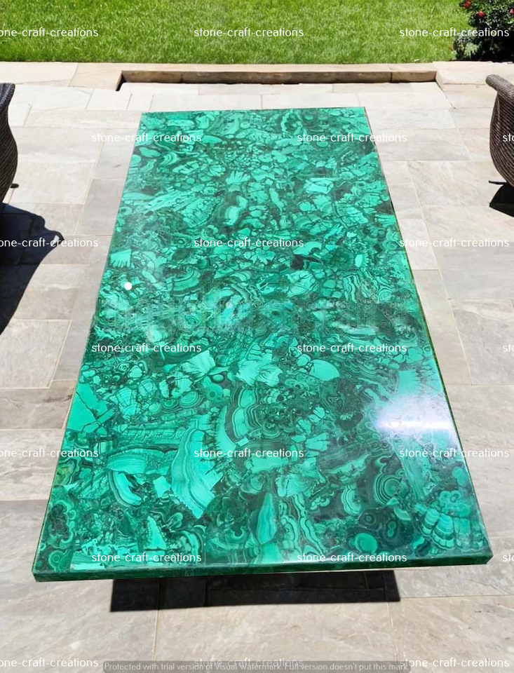 Random Malachite Gemstone Tops Center Sofa Dining Table | Handmade ...