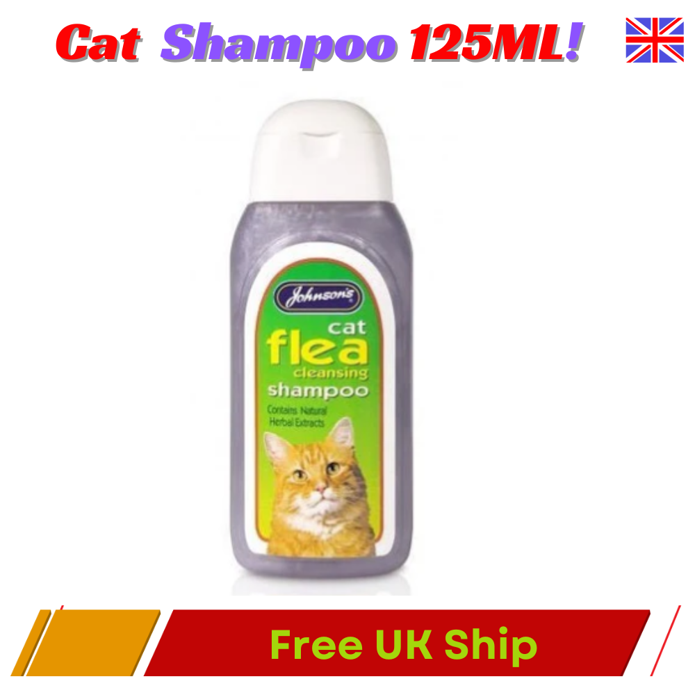 Johnson's Cat Flea Cleansing Shampoo 125ml Herbal Fleas Vet Treatment ...