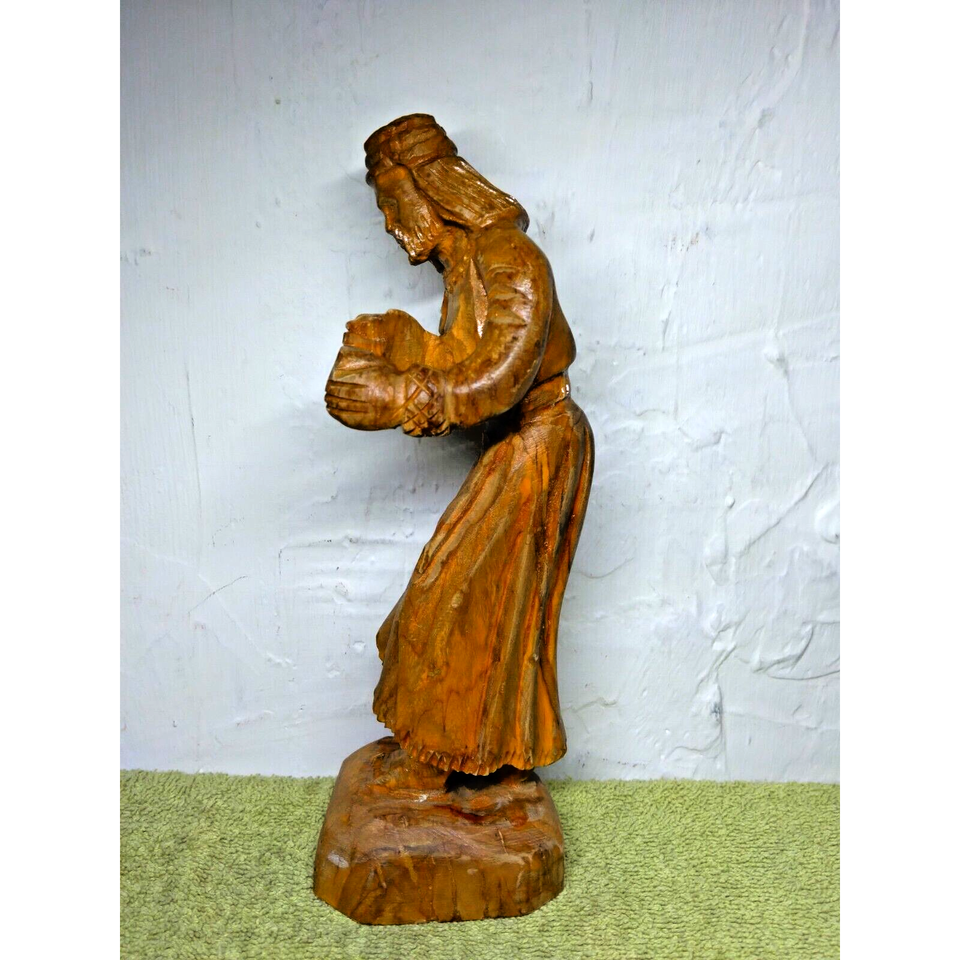 Jesus Walking Statue Hand Wood Carved Vintage Religious Bethlehem Clear ...