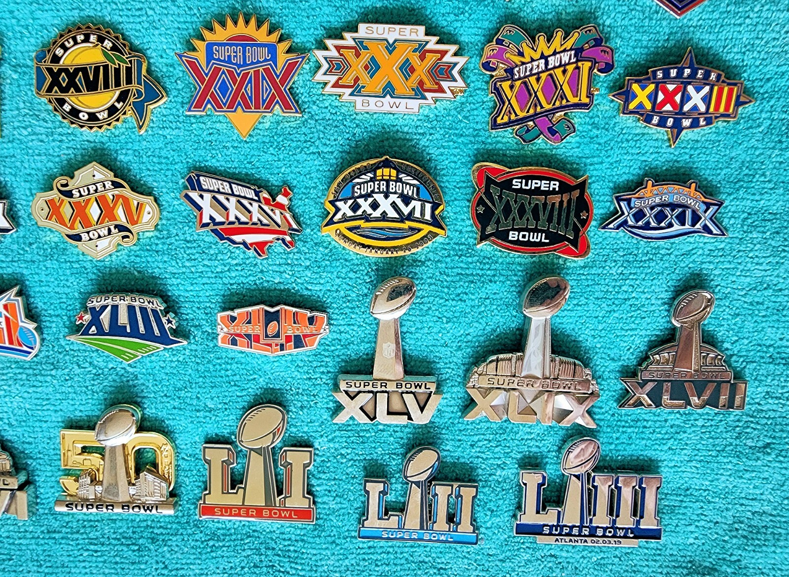 SUPER BOWL - NFL - PRIMARY LOGO LAPEL PINS - 34 PIN SET - FOOTBALL ...