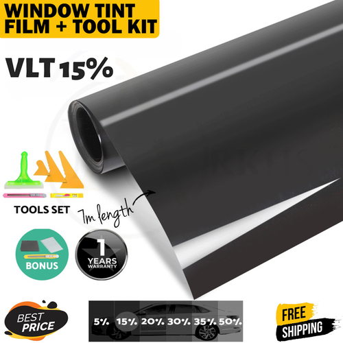 Giantz Window Tint 15% VLT 76cm X 7m Film Black Roll Car Home Tinting ...