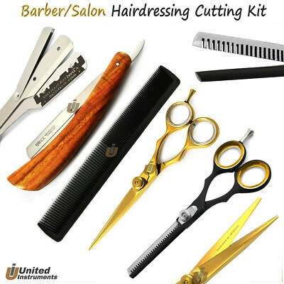 Professional Gold Barber Scissors Single Edge Thinning Shears Shaving ...